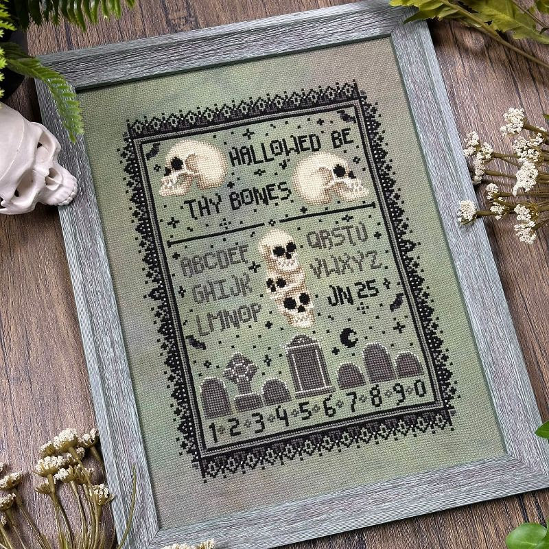 Hallowed Be Sampler - The Stitch Crypt – Bee Youtiful Sip and Stitchery